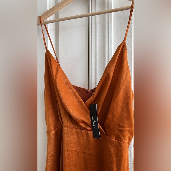 Lulus | Dresses | Lulus Rust Orange Satin Maxi Dress | Poshmark